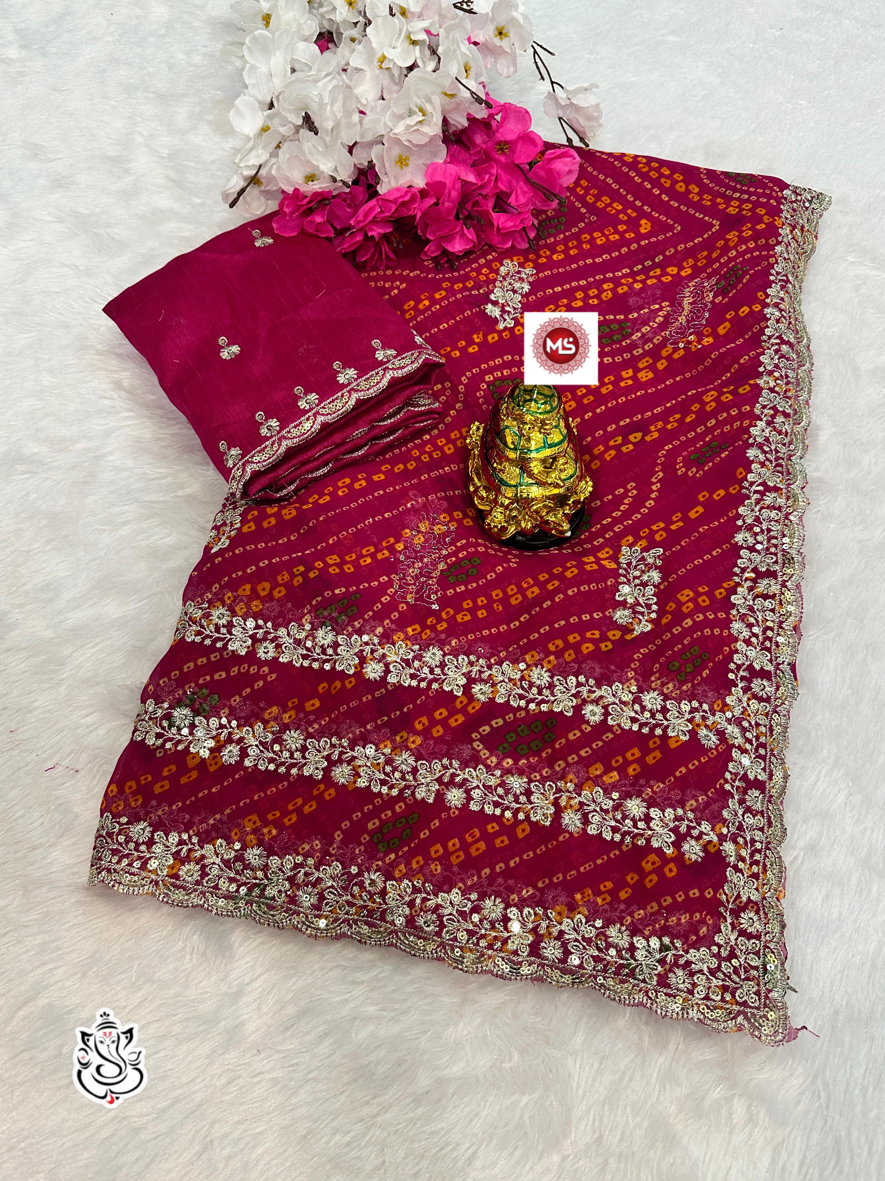 Georgette Fabric BANDHANI Print Saree – Well Ethnic Cloth